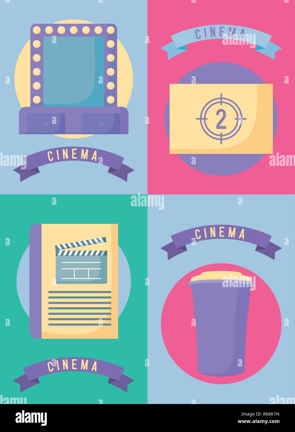 set icons of cinema film vector illustration design Stock Vector Image ...