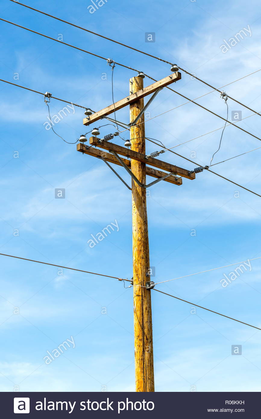 Wooden Electricity Pylon Stock Photos & Wooden Electricity Pylon Stock ...