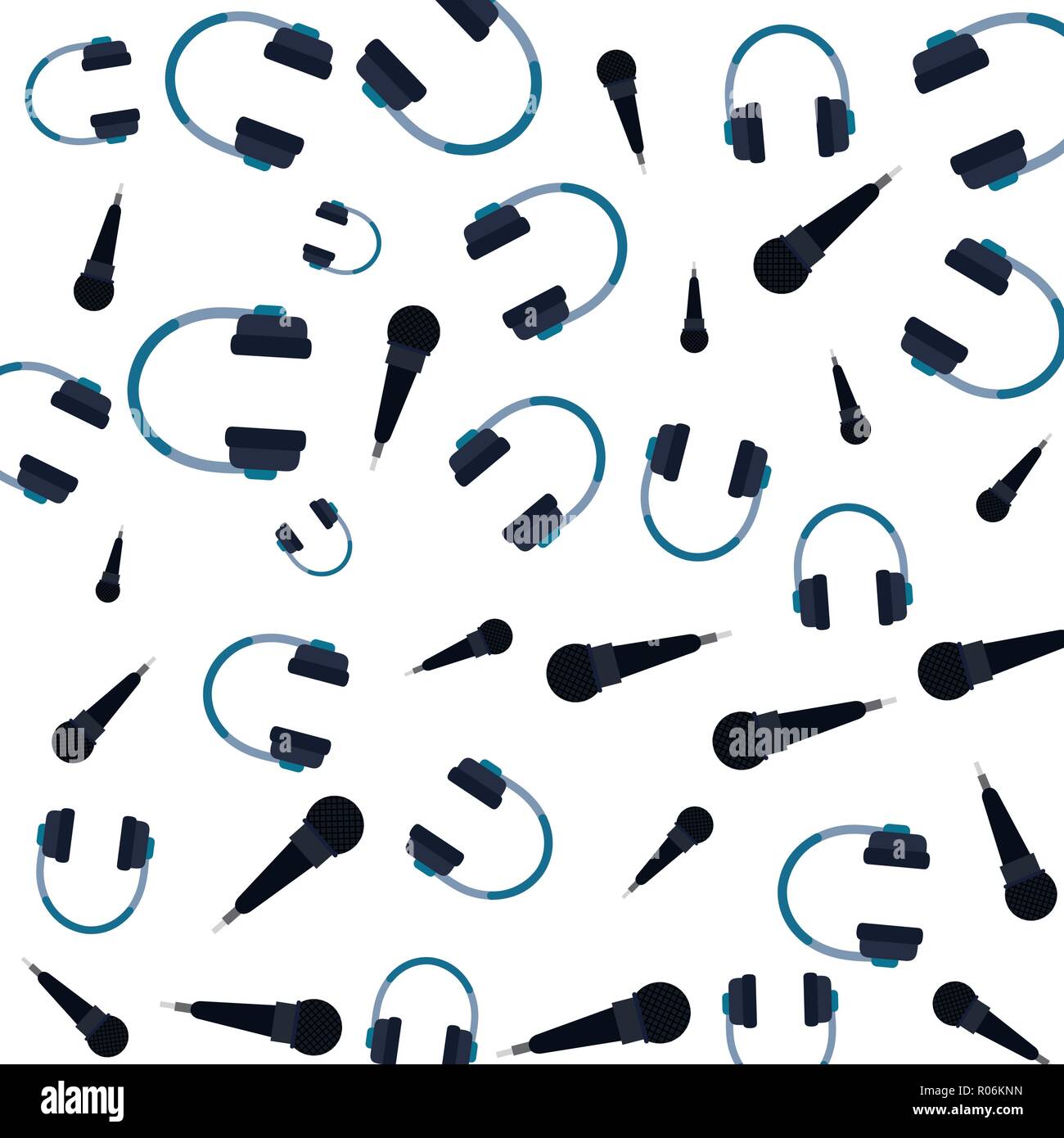 earphones and microphones audio pattern vector illustration design ...