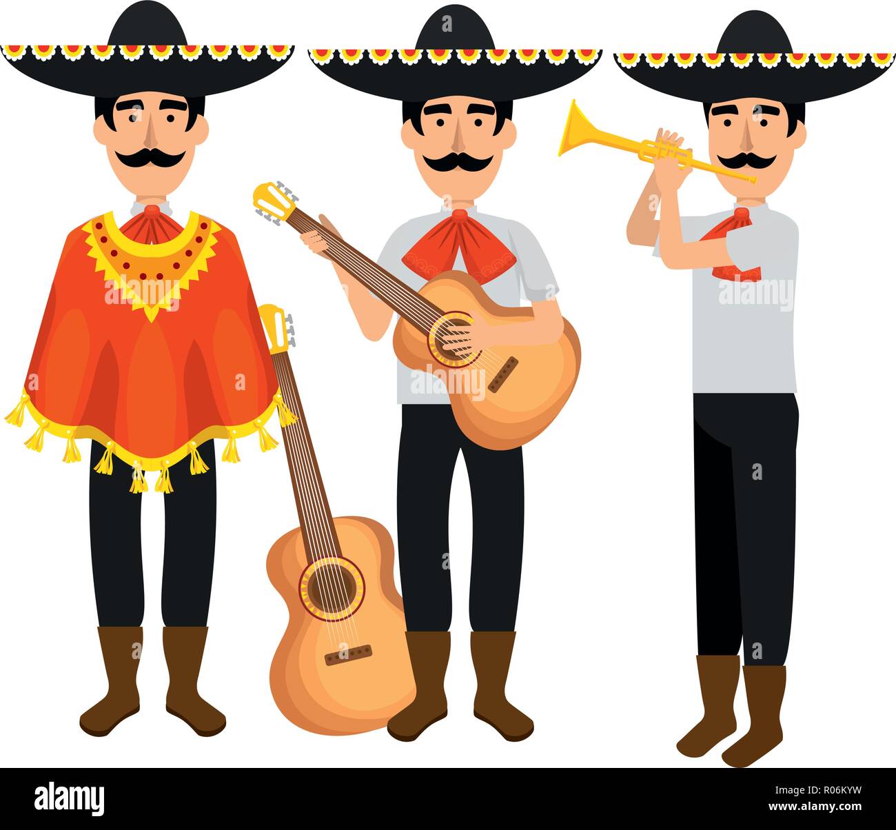 group of mexican mariachi characters vector illustration design Stock ...