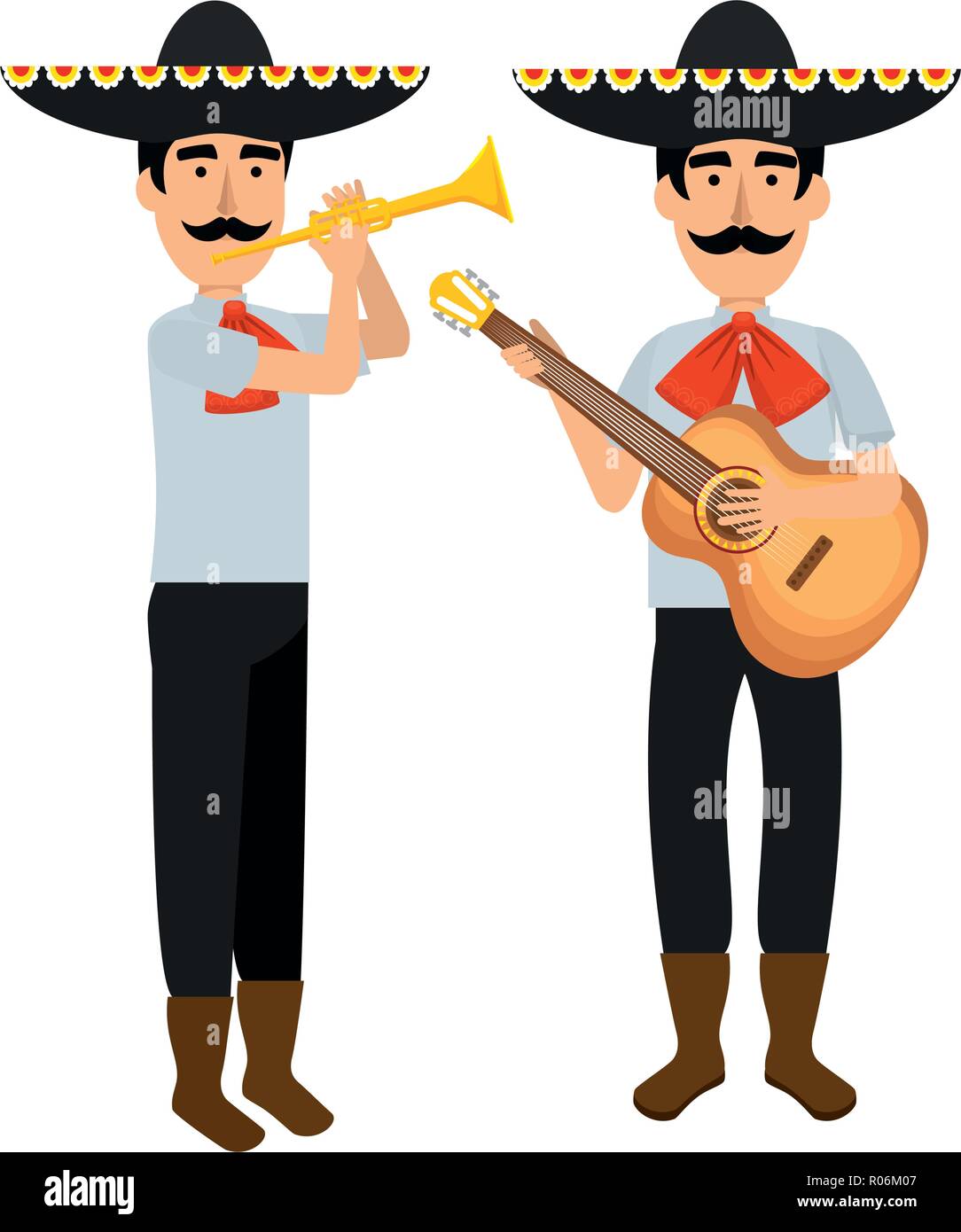group of mexican mariachi characters vector illustration design Stock ...