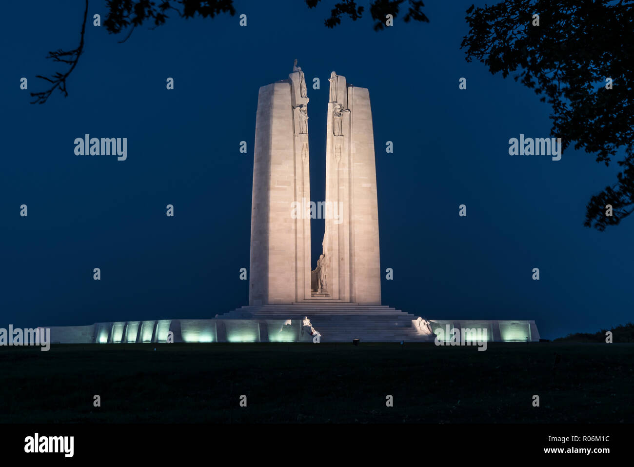 The Canadian First World War memorial at Vimy Ridge at sunset near ...