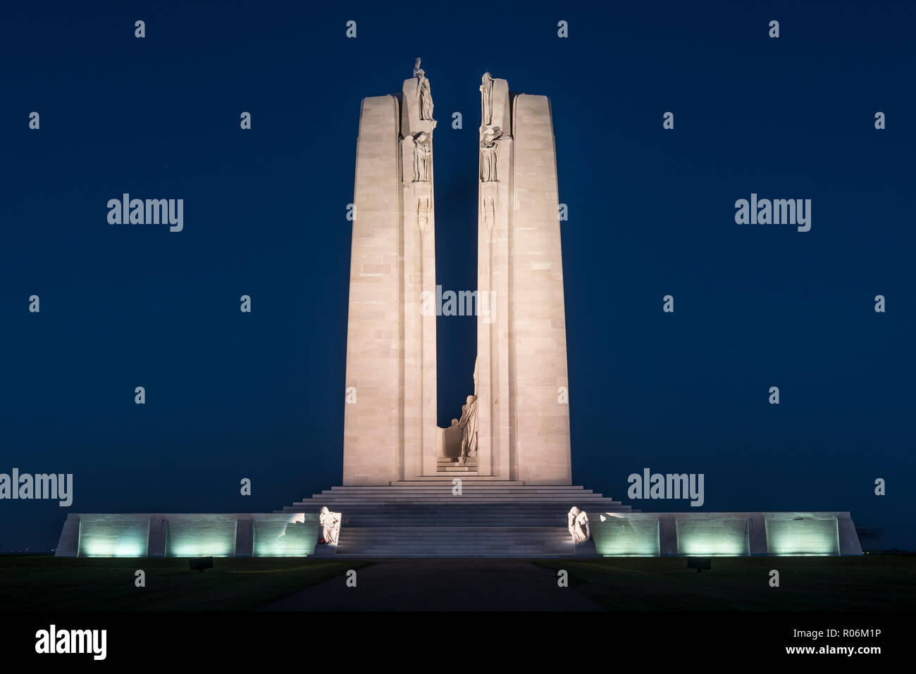 The Canadian First World War memorial at Vimy Ridge at sunset near ...