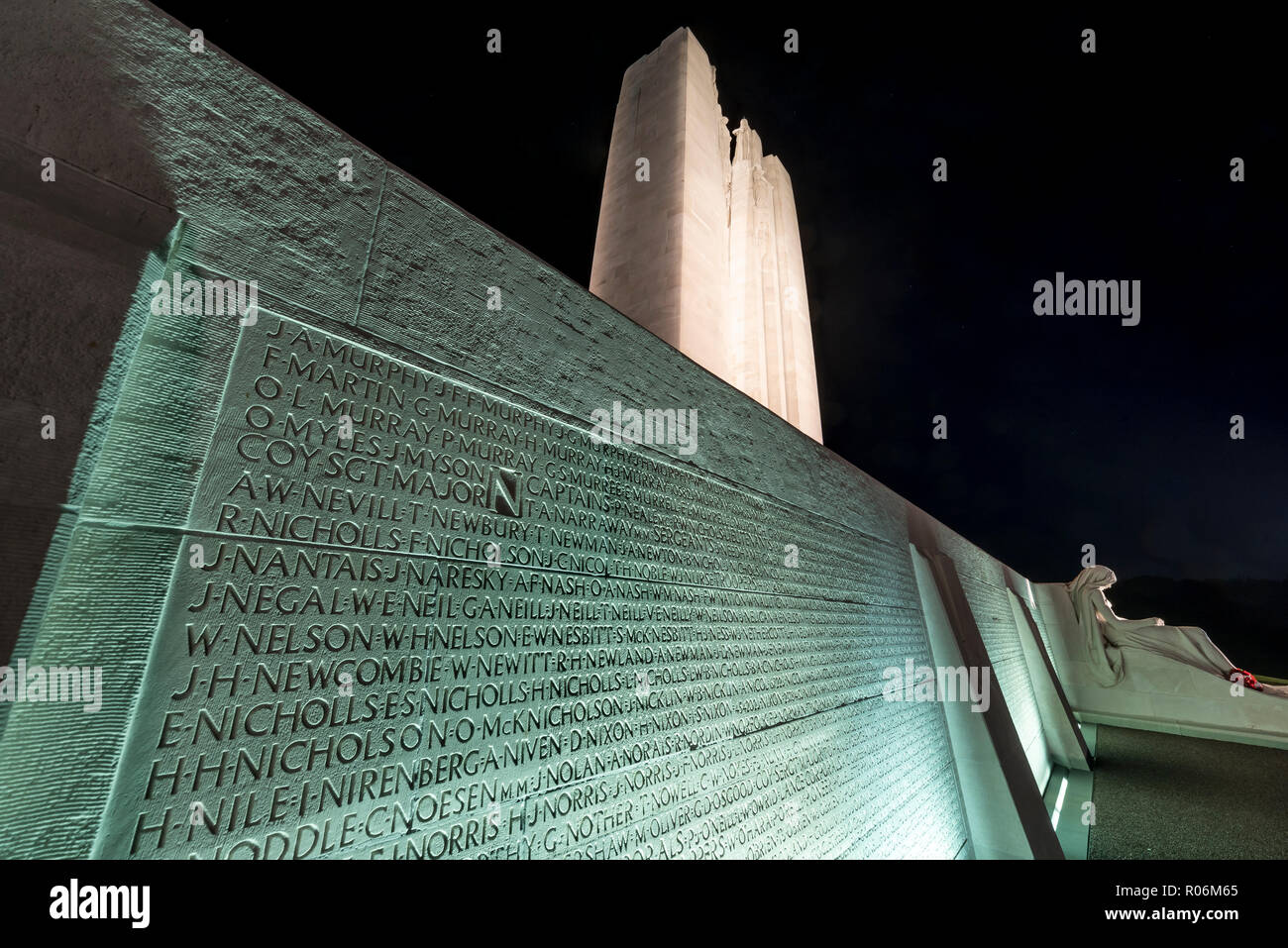 The Canadian First World War memorial at Vimy Ridge at sunset near ...