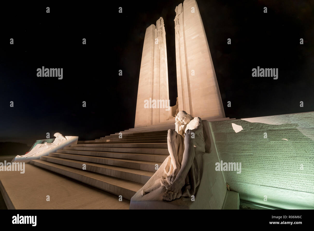 The Canadian First World War memorial at Vimy Ridge at sunset near ...