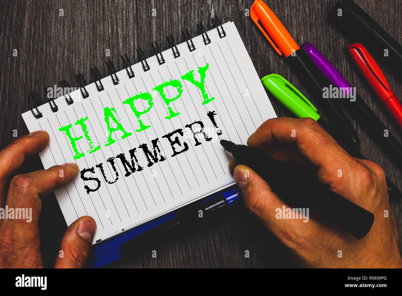 Handwriting text writing Happy Summer. Concept meaning Beaches Sunshine ...