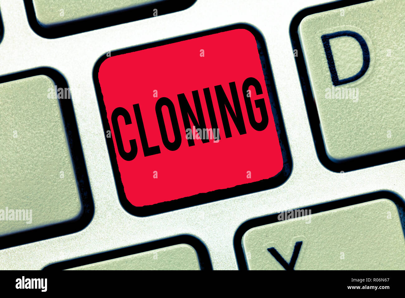 Handwriting text writing Cloning. Concept meaning Make identical copies ...