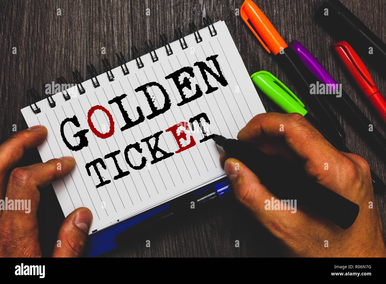 Handwriting text writing Golden Ticket. Concept meaning Rain Check ...