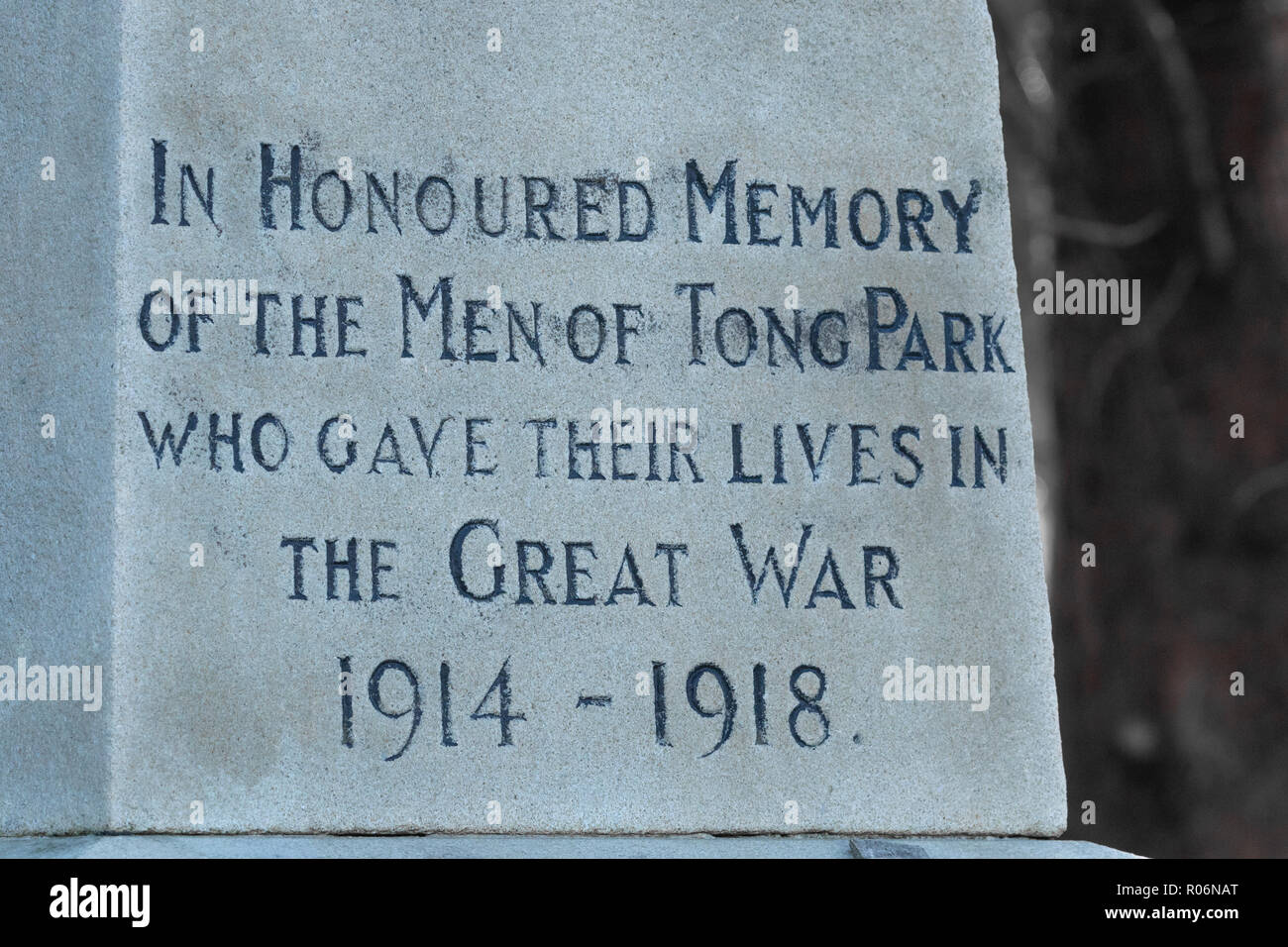First World War Memorial in Tong Park, Baildon, Yorkshire Stock Photo ...