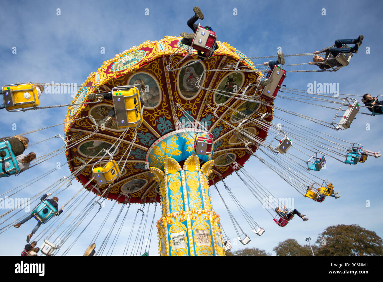 Fairground swings at Wicksteed Park in Kettering,Northants Stock Photo ...