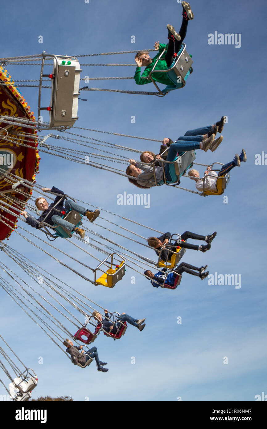 Fairground swings at Wicksteed Park in Kettering,Northants Stock Photo ...