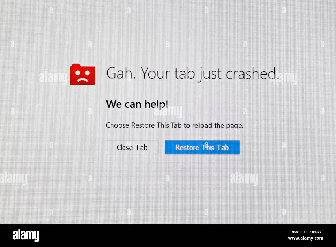 Firefox Browser Tab Crash Screen Message Internet Browser Error 