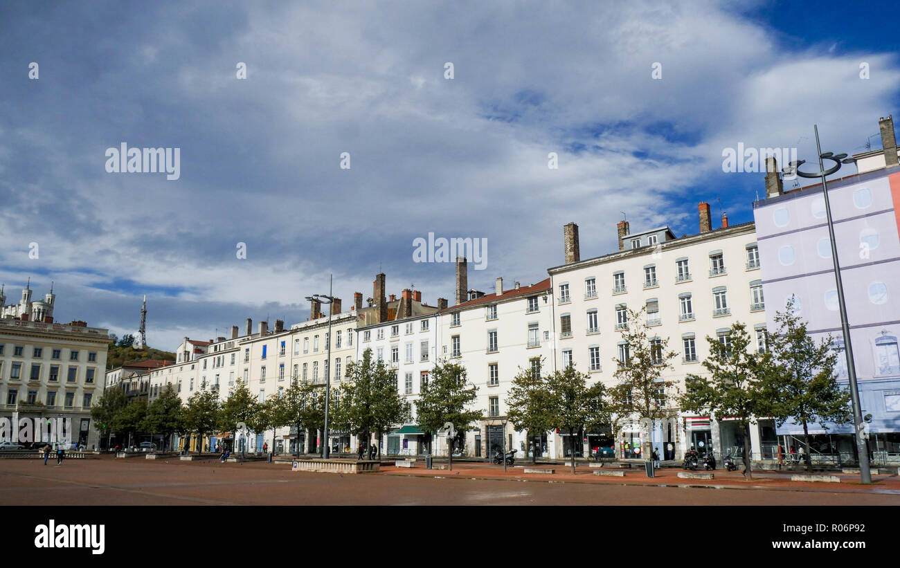 Bellecour square seen in 16/9 format, Lyon, France Stock Photo - Alamy