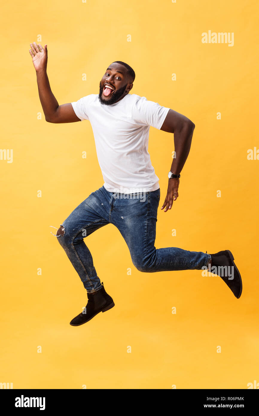 Happy Black Man Jumping