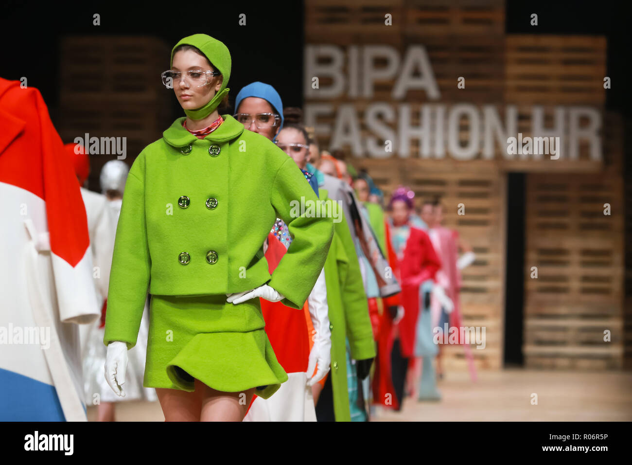 ZAGREB, CROATIA - OCTOBER 25, 2018 : Fashion models wearing clothes for ...