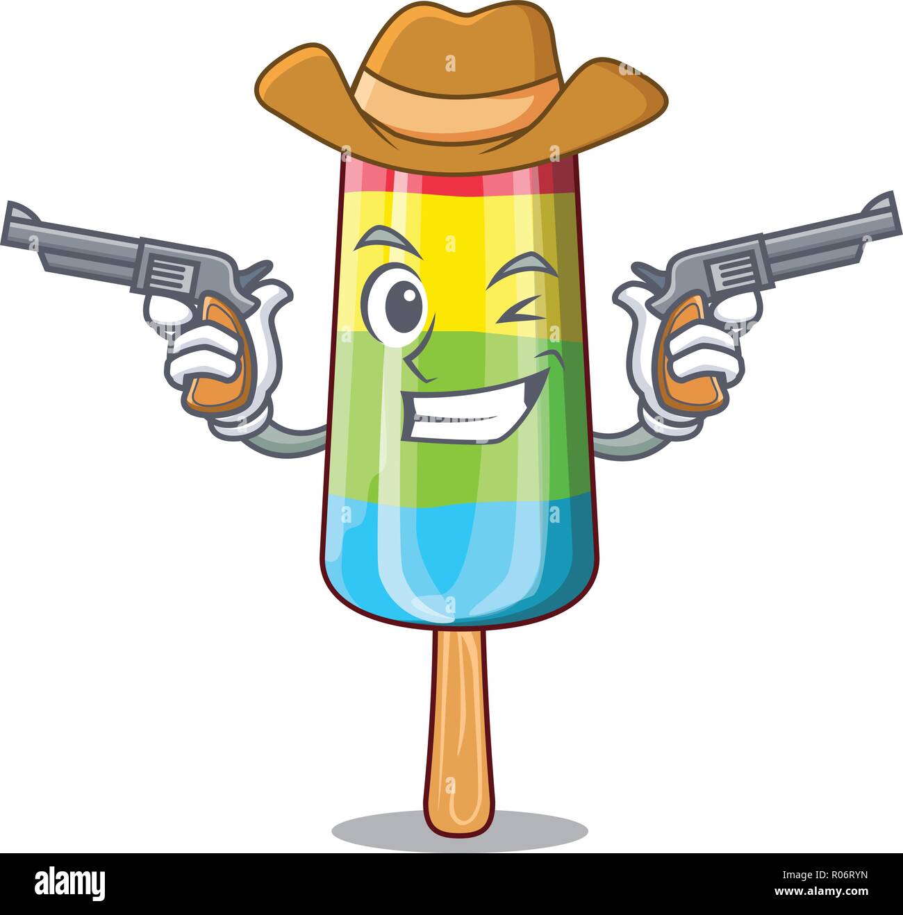 Cowboy colorful ice cream sticks on cartoon Stock Vector Image & Art ...