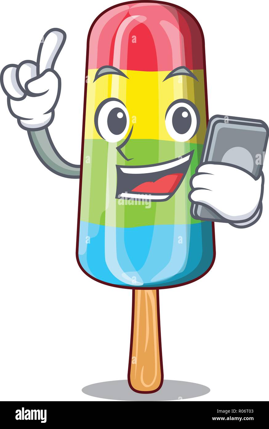 With phone colorful ice cream sticks on cartoon Stock Vector Image ...