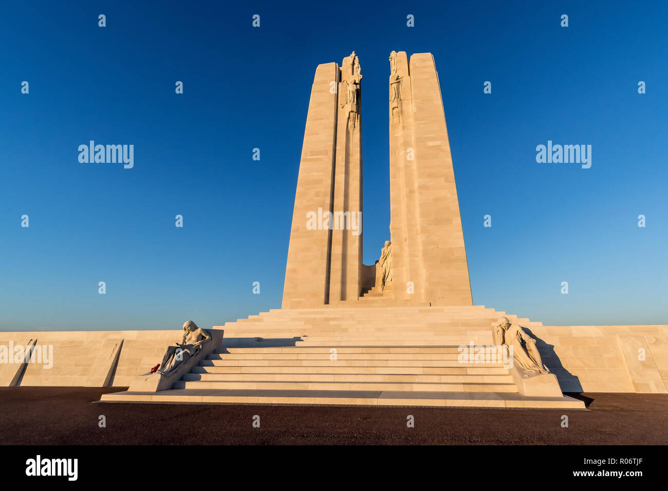 The Canadian First World War memorial at Vimy Ridge at sunset near ...