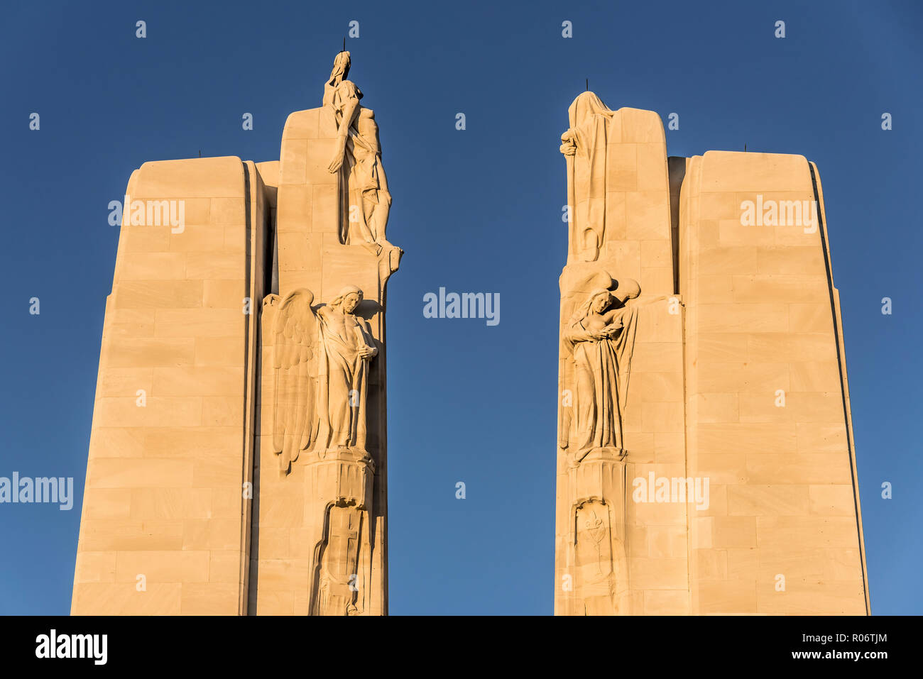The Canadian First World War memorial at Vimy Ridge at sunset near ...