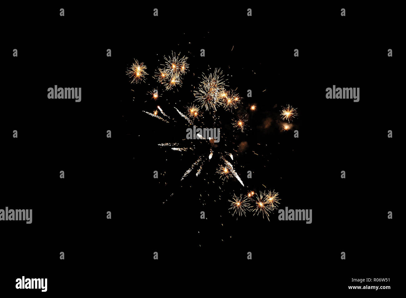 Celebration fireworks isolated on black background Stock Photo - Alamy