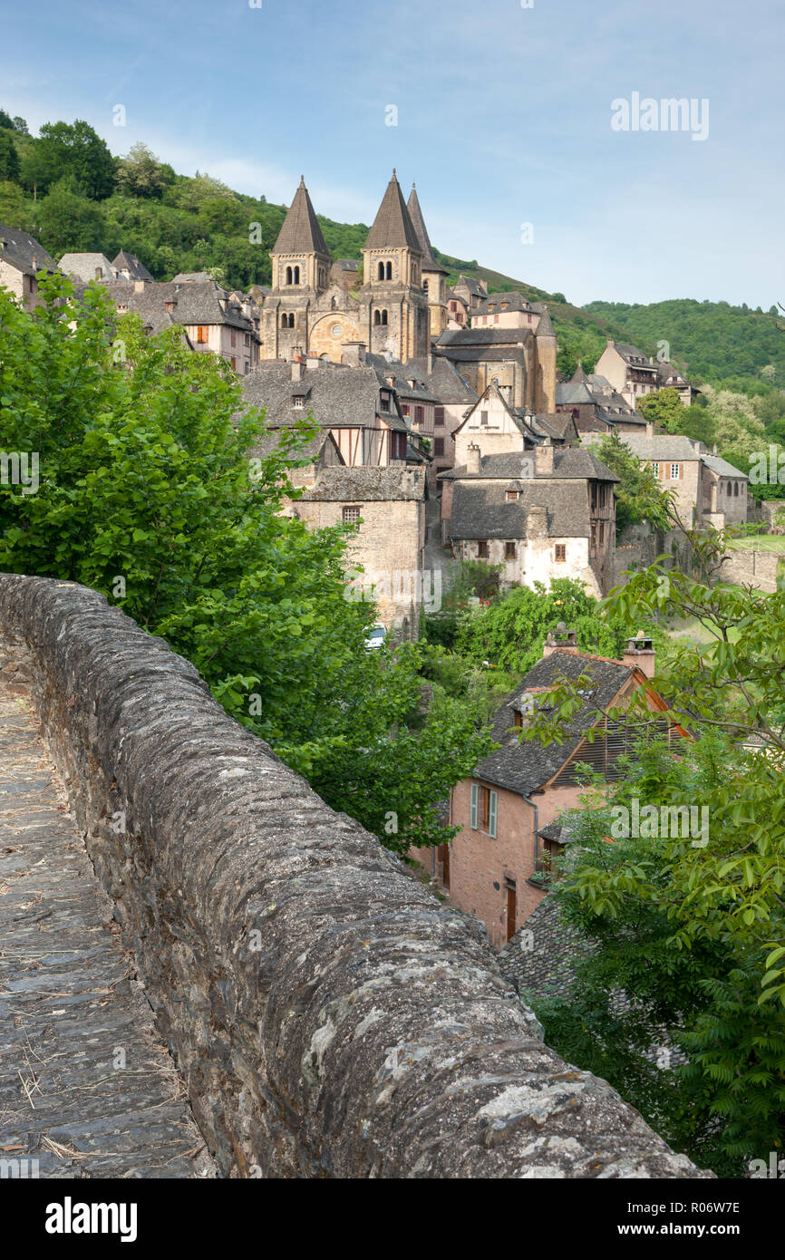 French village of Conques in the spring sunshine Stock Photo - Alamy