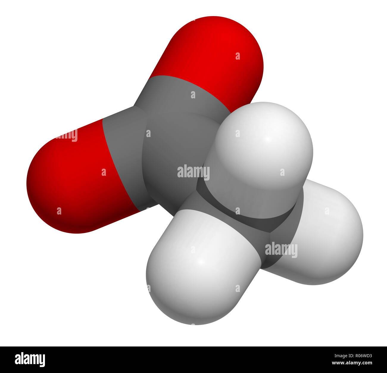 Acetate anion, chemical structure. 3D rendering. Atoms are represented ...