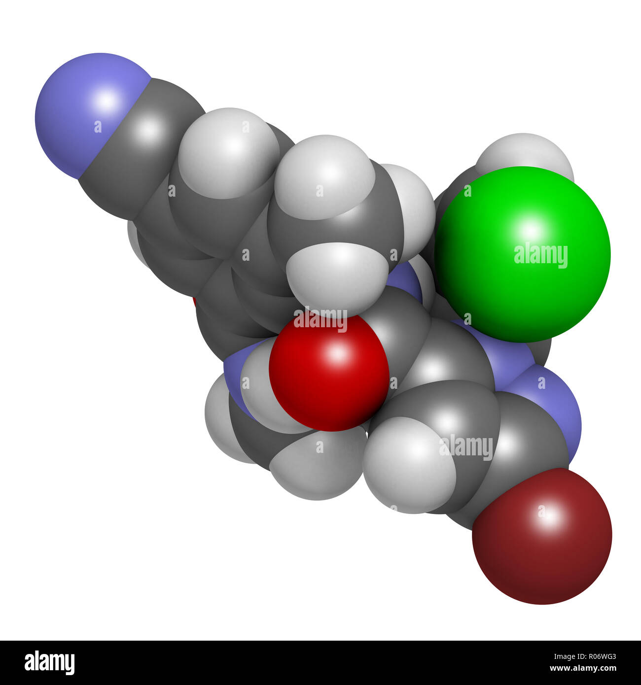 Cyantraniliprole insecticide molecule (ryanoid class). 3D rendering ...