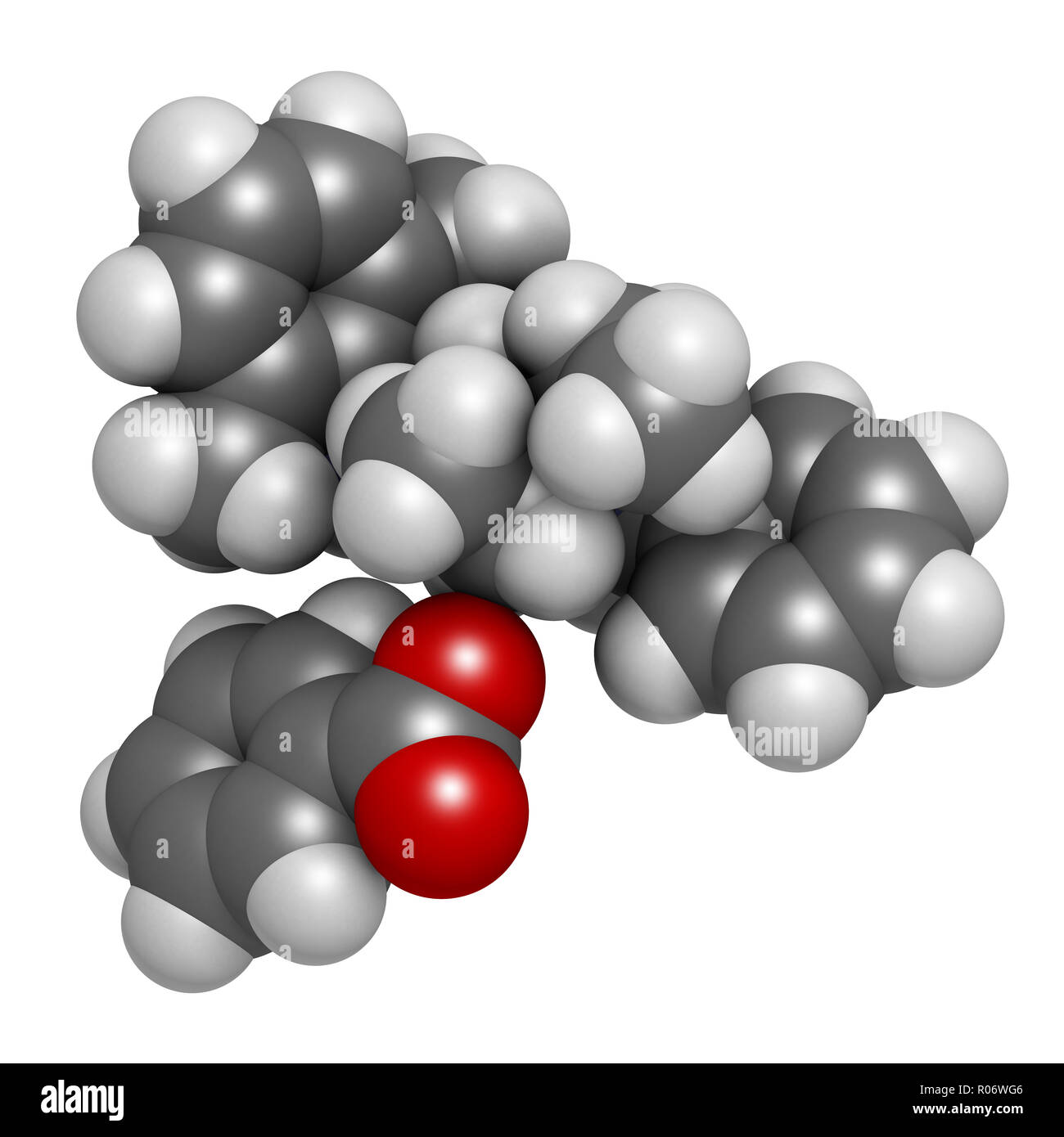 Denatonium benzoate bittering agent. 3D rendering. Atoms are ...