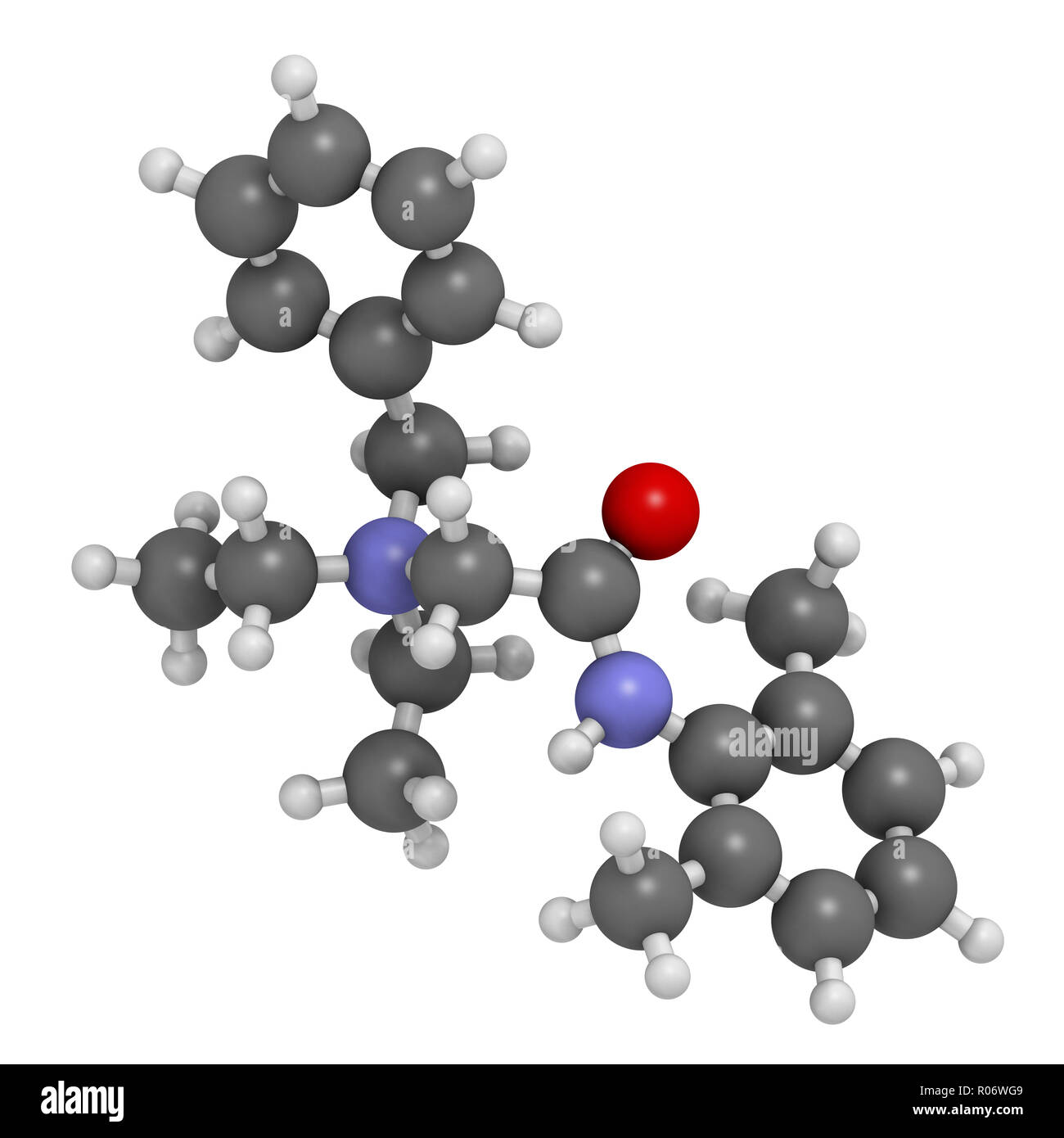 Denatonium bittering agent molecule. 3D rendering. Atoms are ...
