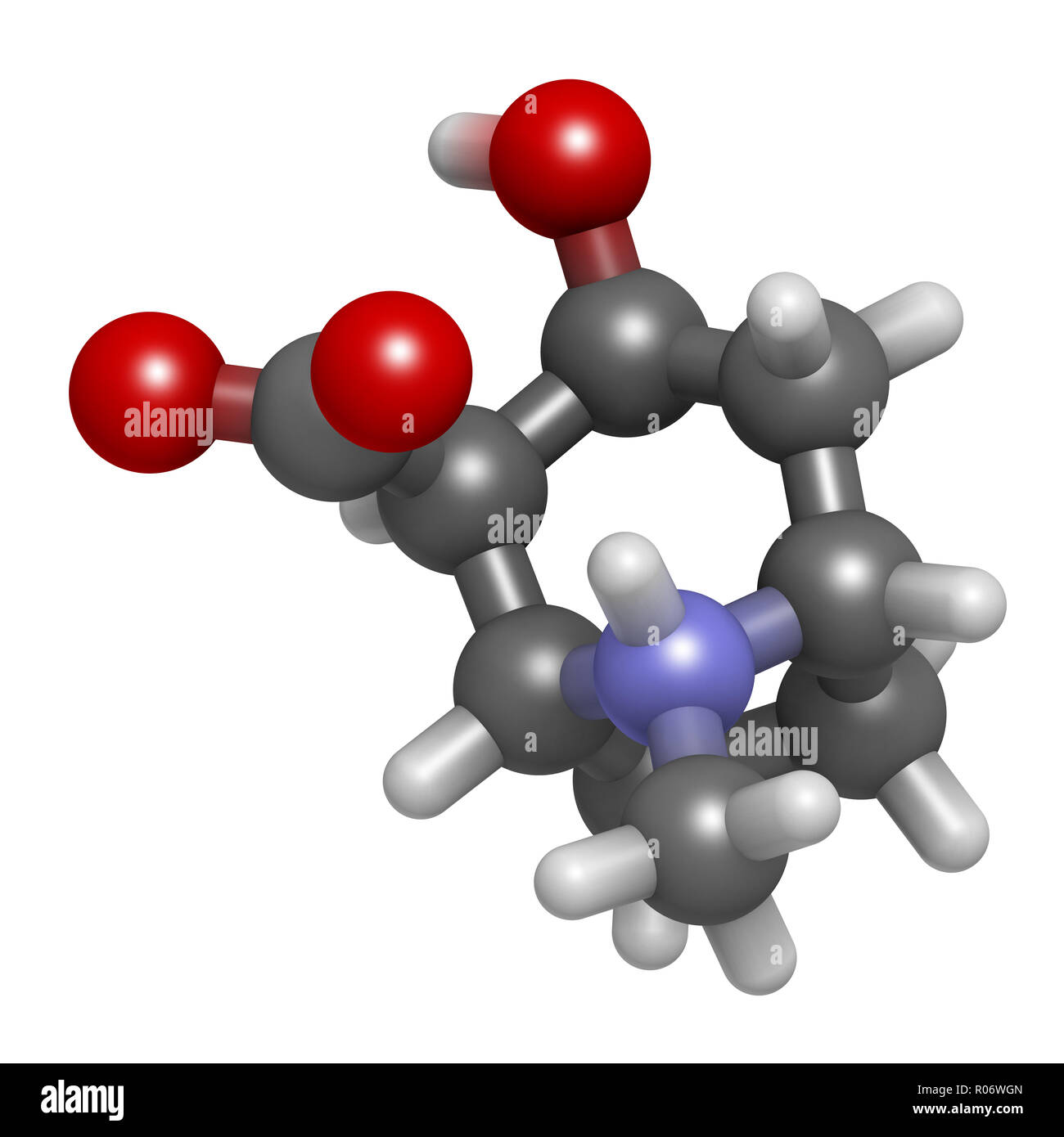 Ecgonine coca alkaloid molecule. Metabolite of cocaine. 3D rendering ...