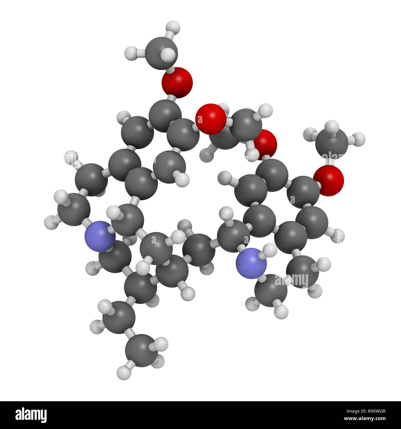 Emetine molecule. Has emetic (induces vomiting) and anti-protozoal ...