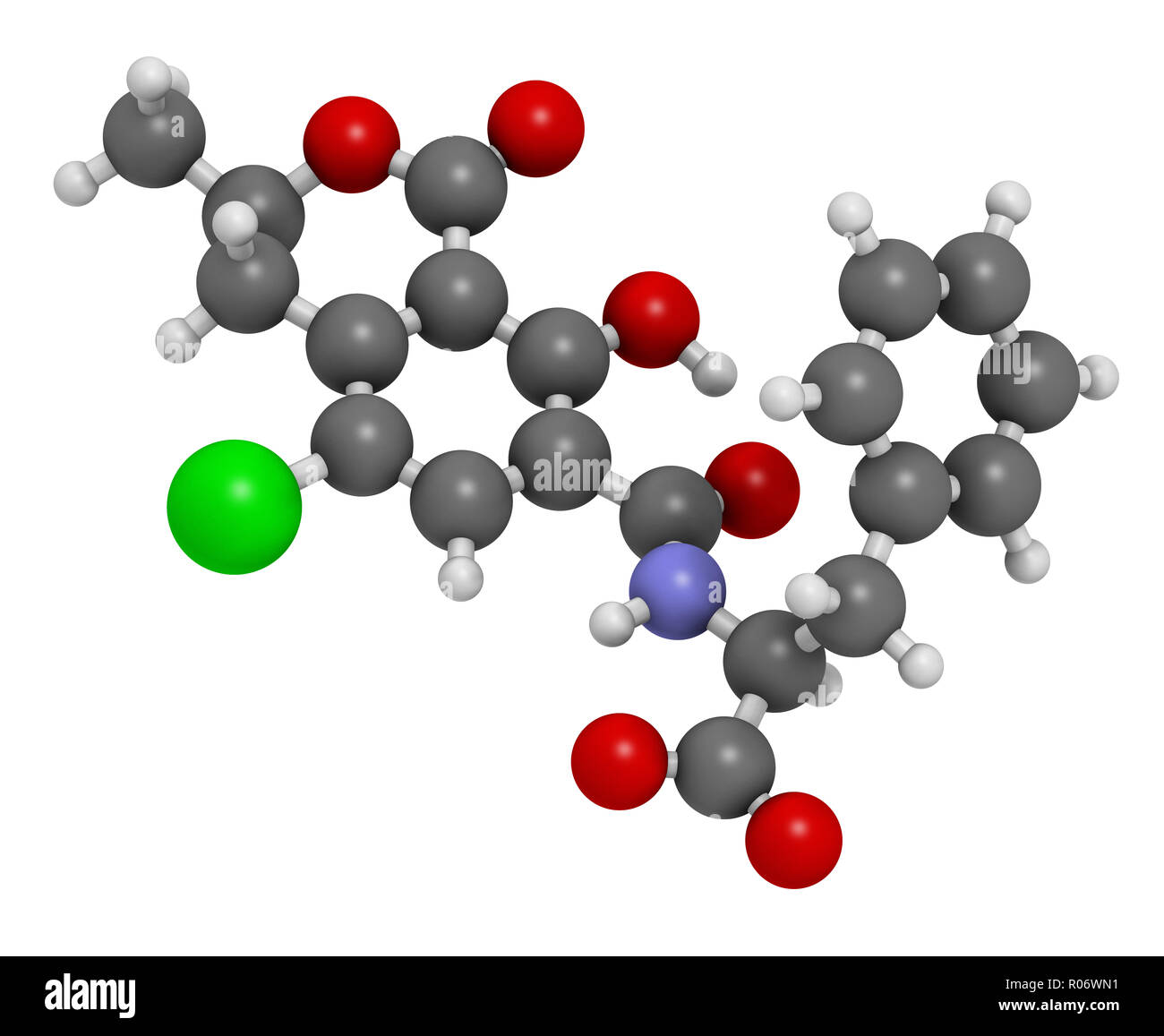 Ochratoxin A Mycotoxin Molecule 3d Rendering Atoms Are Represented As