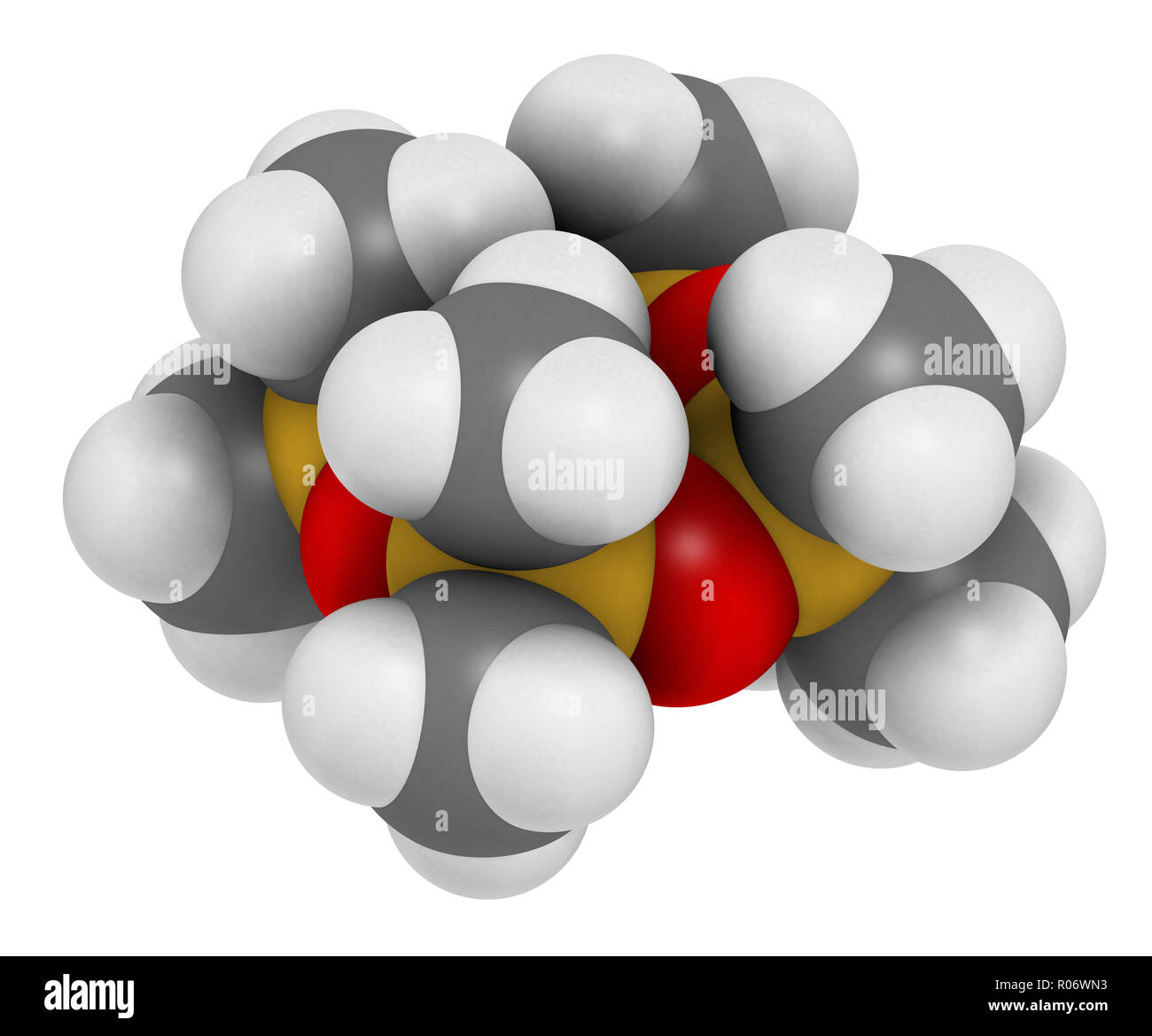 Octamethylcyclotetrasiloxane (D4 silicone) molecule. 3D rendering ...