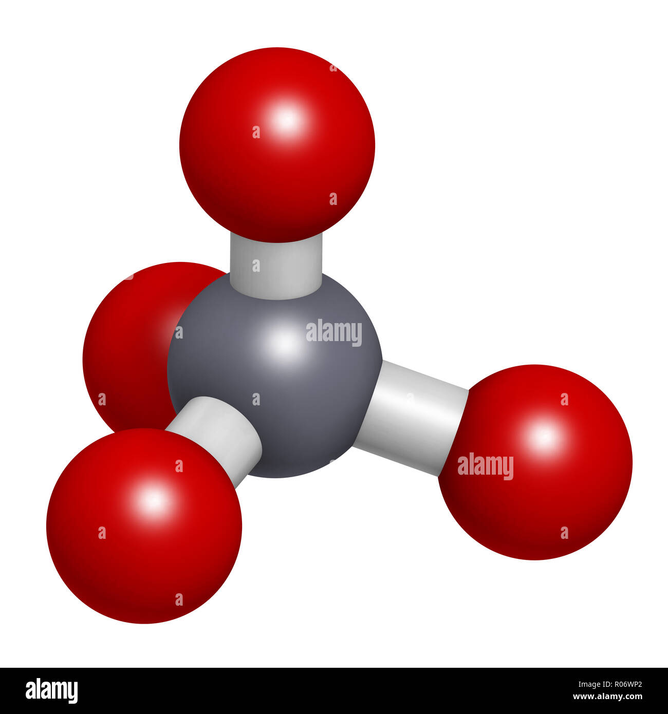 Permanganate anion, chemical structure. 3D rendering. Atoms are ...
