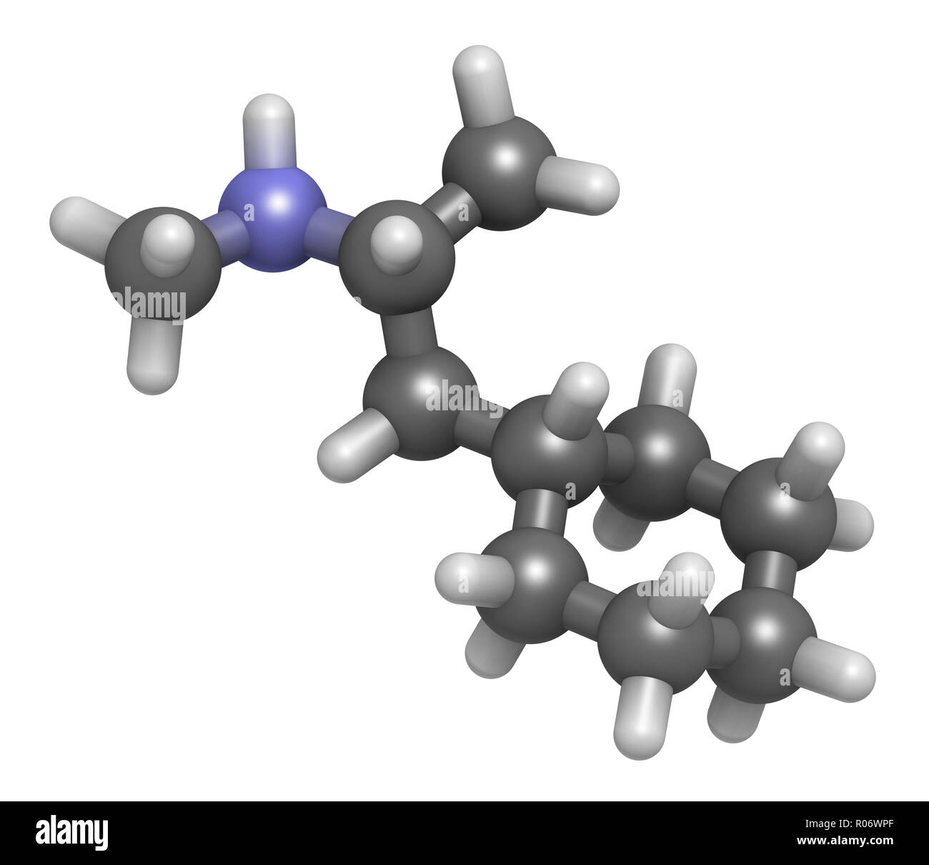 Propylhexedrine molecule. Used as nasal decongestant and stimulant. 3D ...