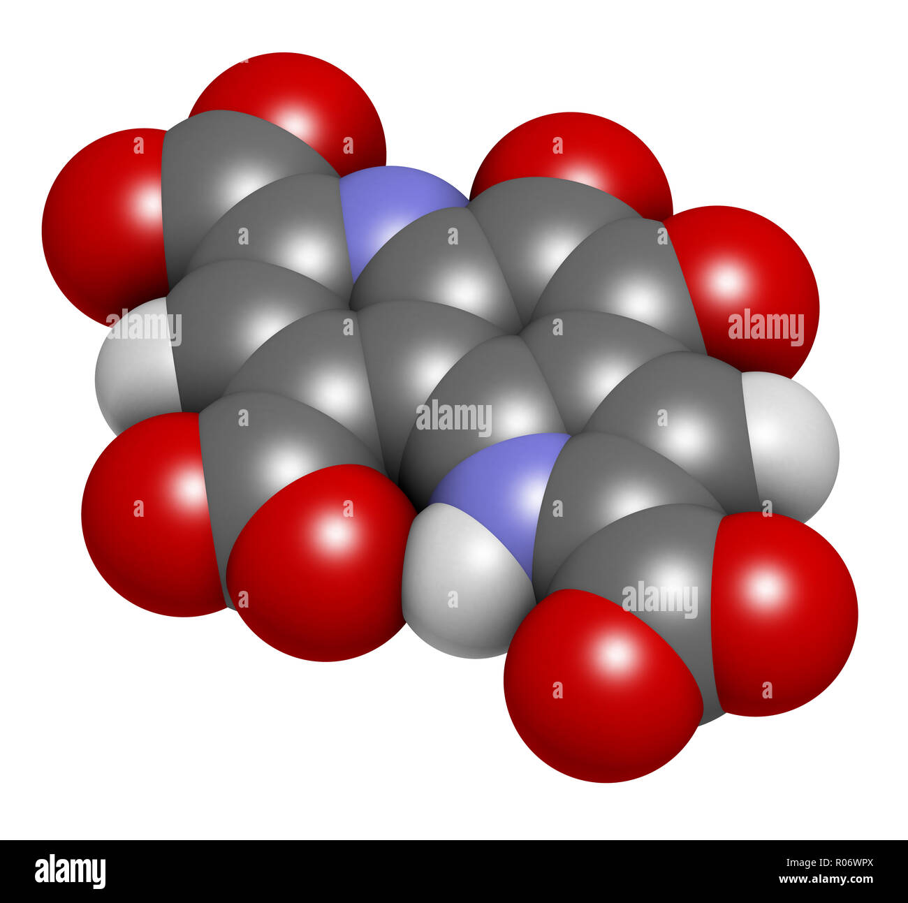 Pyrroloquinoline quinone (PQQ) redox cofactor molecule. 3D rendering ...
