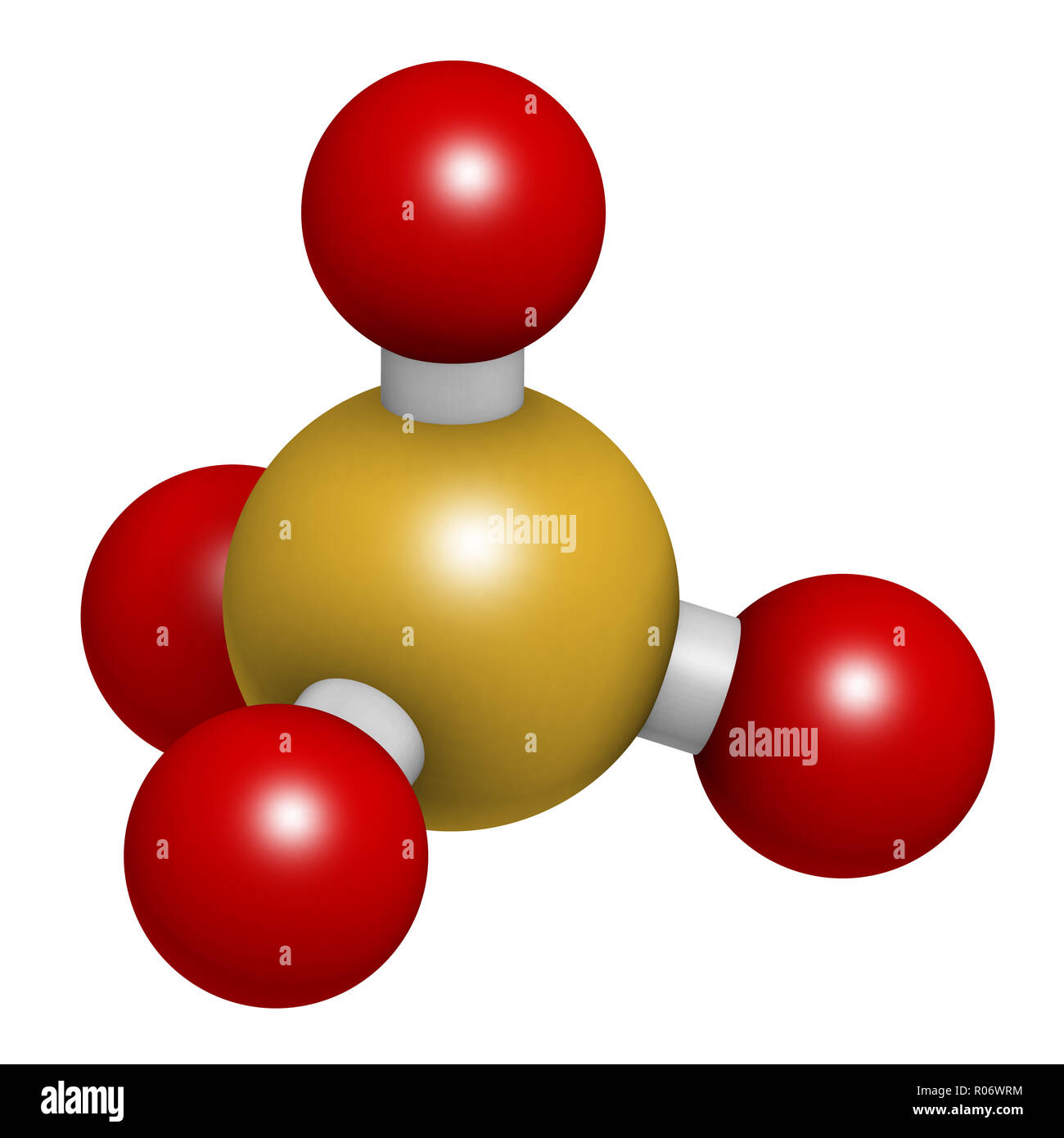 Sulfate anion, chemical structure. 3D rendering. Atoms are represented ...