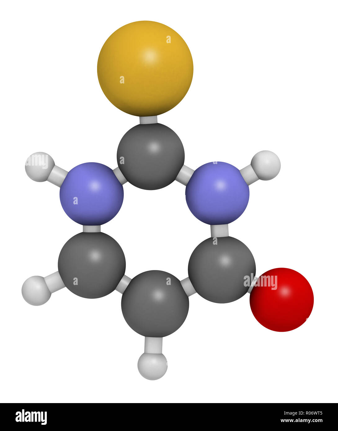 Thiouracil drug molecule. Obsolete drug molecule, previously used in ...