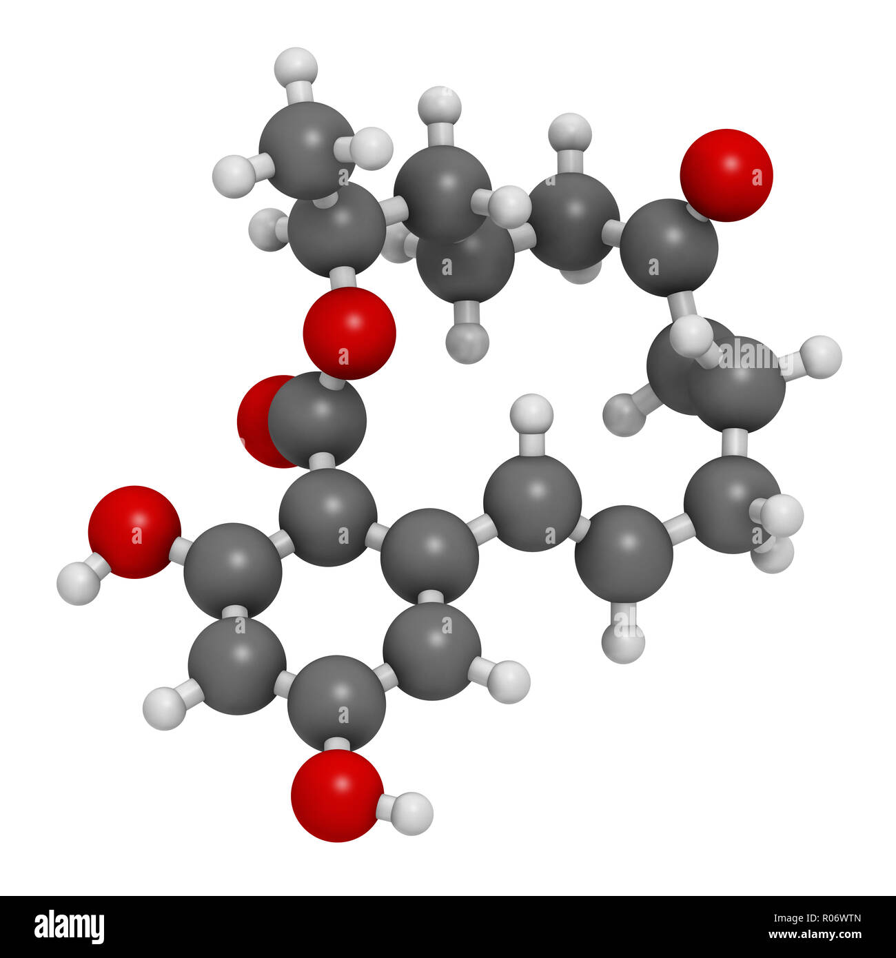 Zearalenone (ZEN) mycotoxin molecule. Produced by some Fusarium and ...