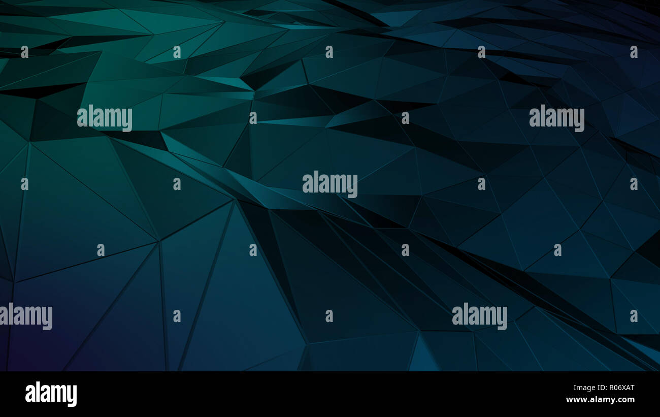 3D rendering abstract polygonal space low poly with connecting surface ...