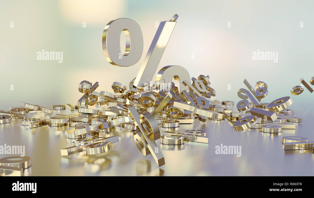 3D rendering of signs percent, falling into a heap. Volumetric signs ...