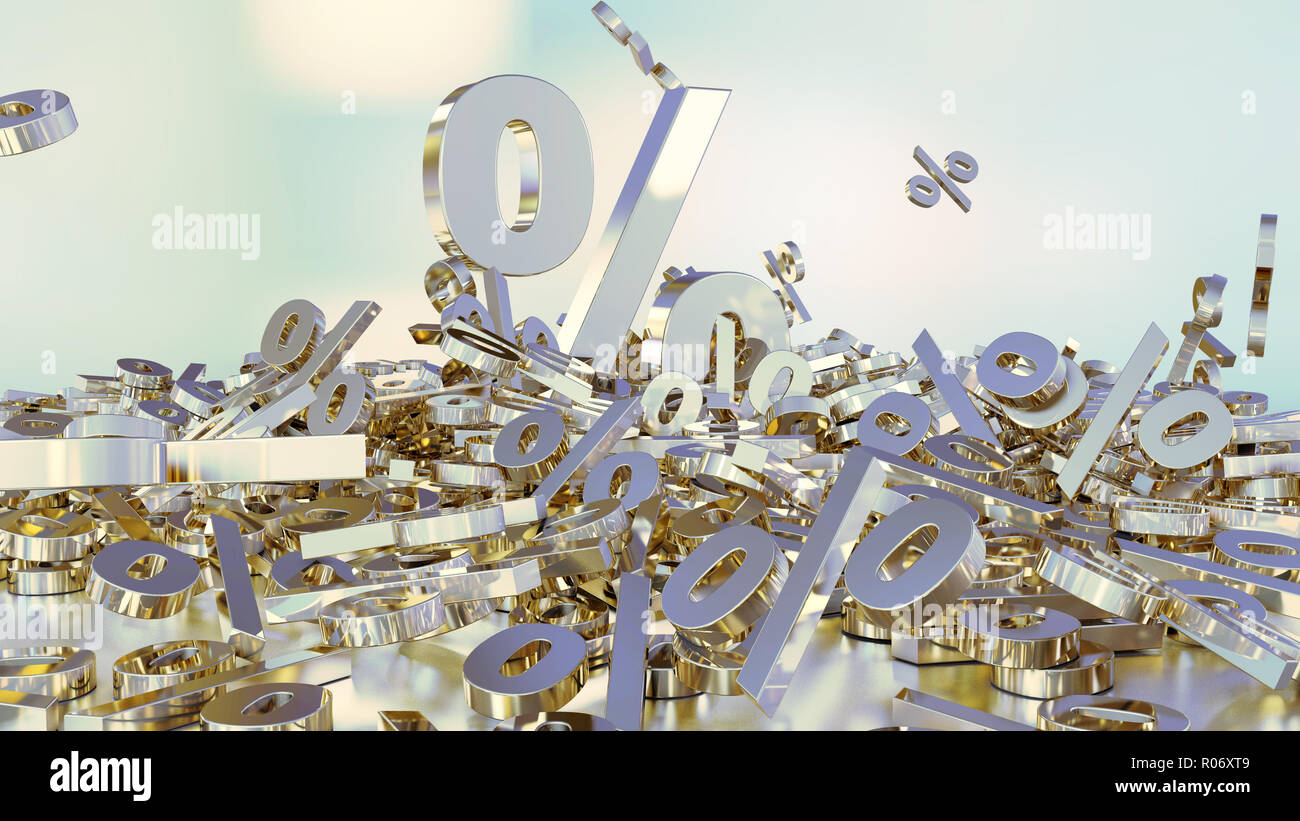 3D rendering of signs percent, falling into a heap. Volumetric signs ...