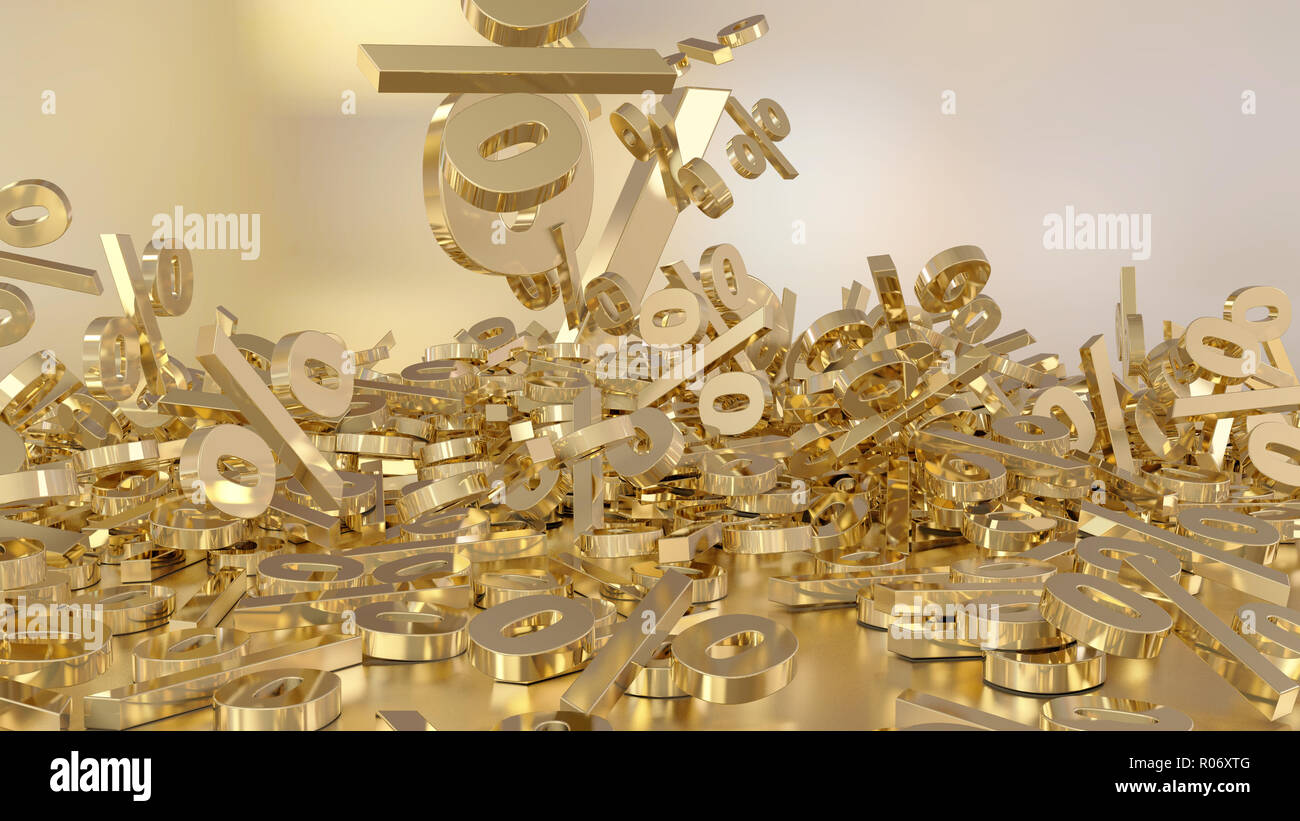 3D rendering of signs percent, falling into a heap. Volumetric signs ...