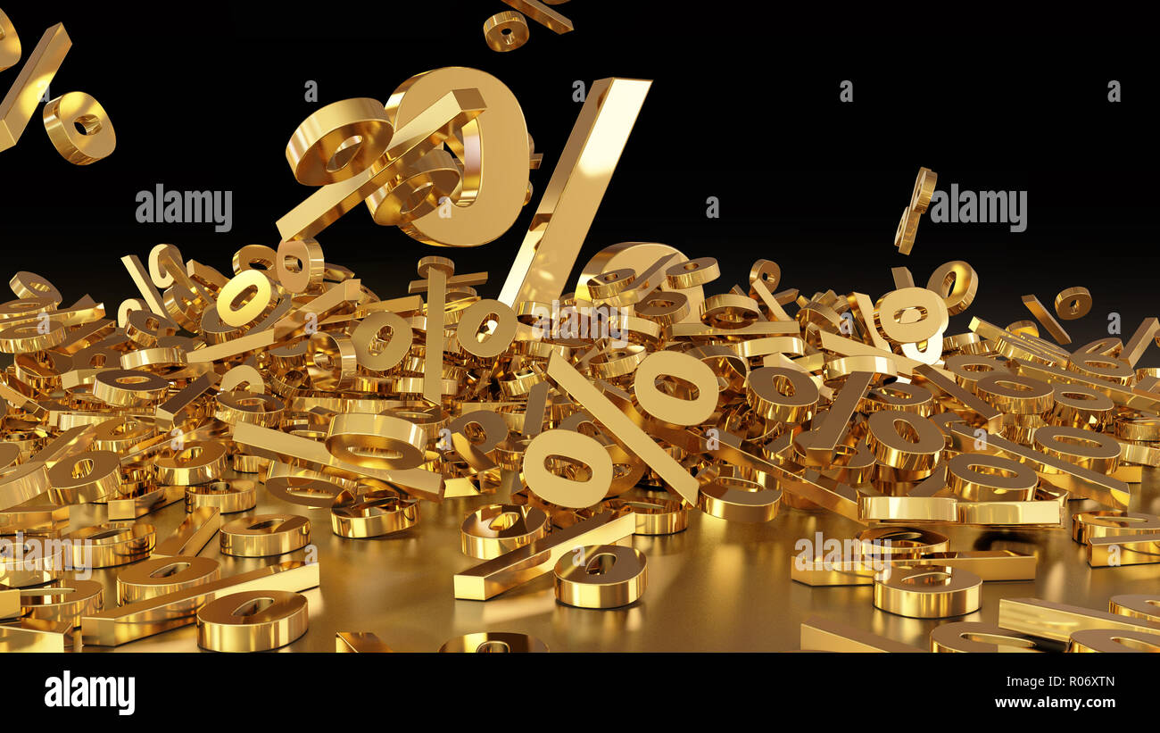 3D rendering of signs percent, falling into a heap. Volumetric signs ...