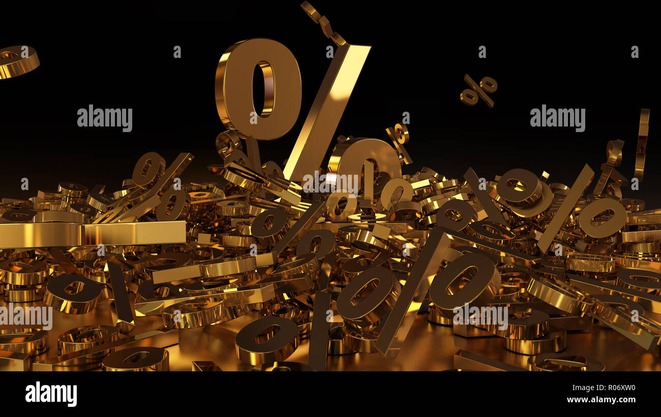 3D rendering of signs percent, falling into a heap. Volumetric signs ...
