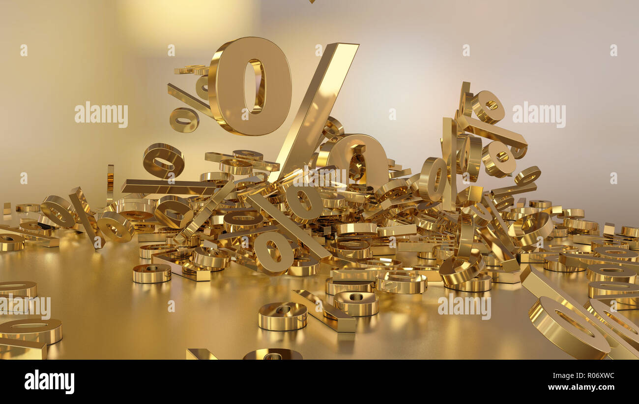 3D rendering of signs percent, falling into a heap. Volumetric signs ...