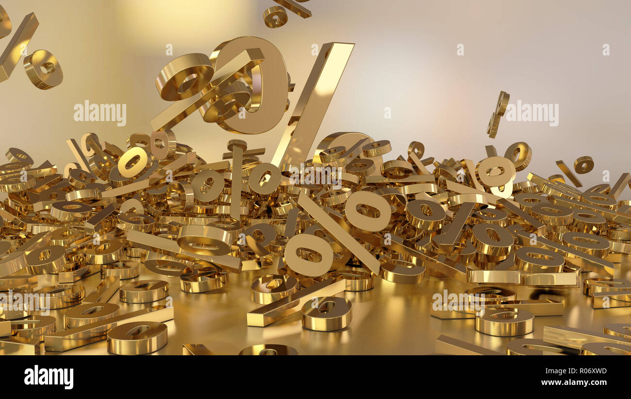 3D rendering of signs percent, falling into a heap. Volumetric signs ...