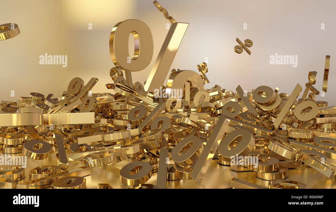 3D rendering of signs percent, falling into a heap. Volumetric signs ...