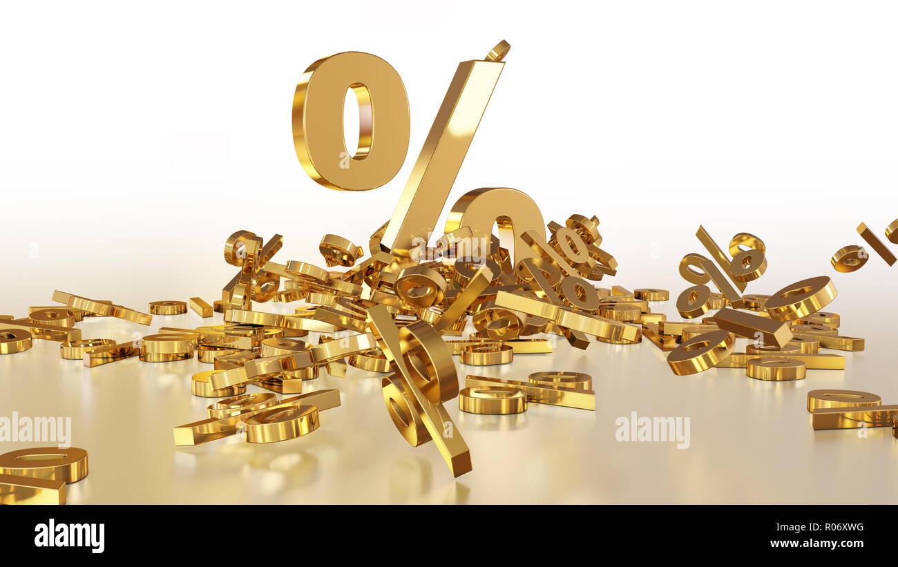 3D rendering of signs percent, falling into a heap. Volumetric signs ...