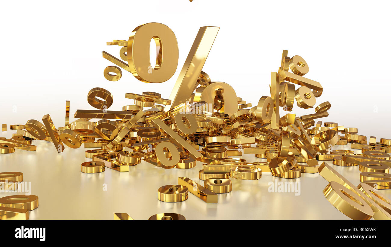 3D rendering of signs percent, falling into a heap. Volumetric signs ...